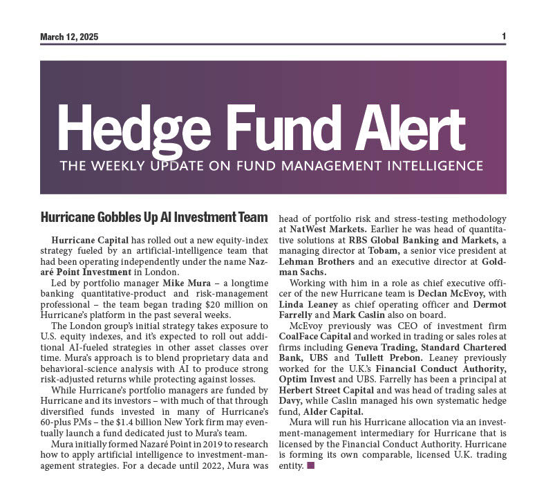 Hurricane Gobbles Up AI Investment Team - Hurricane Capital